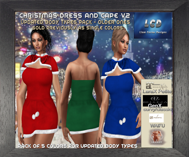 Second Life Marketplace - LCD Christmas Dress And Cape V2 DEMO